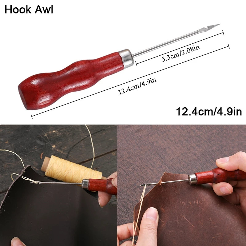 Leather Sewing Kit with Flat Waxed Thread Stitching Needles Sewing Awl ...