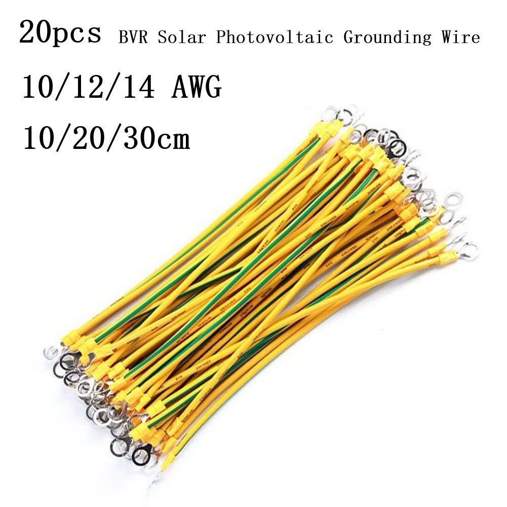 EVER| 20PCS BVR Solar PV Ground Wire with Terminals 10/12/14 AWG Solar ...