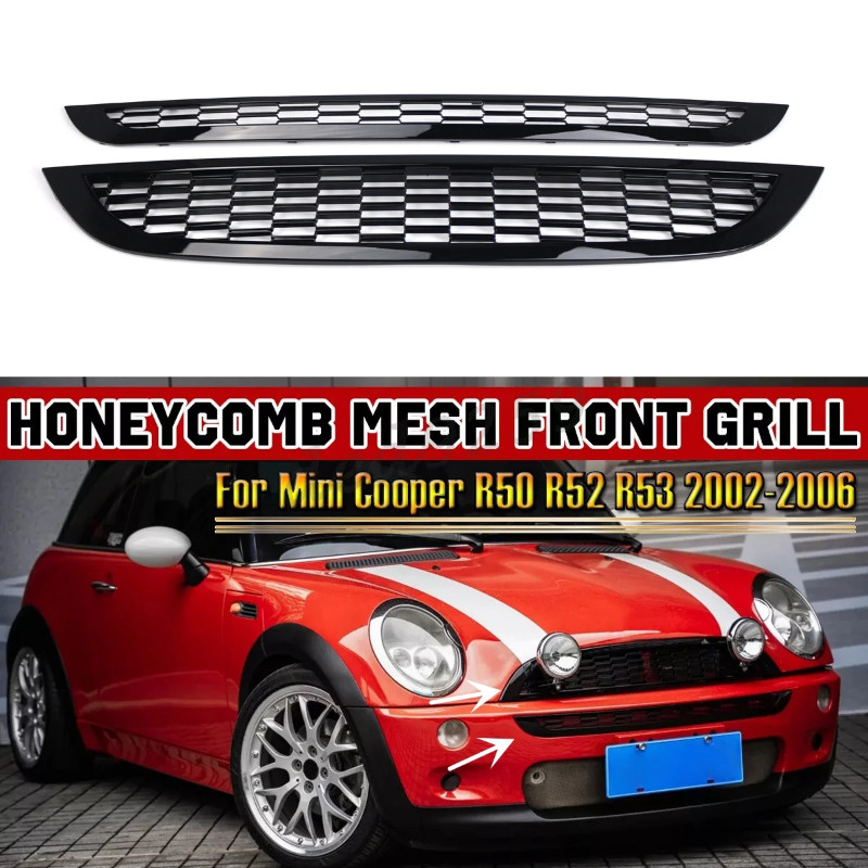 For MINI One R50 R52 R53 2002-2006 2pcs Front Bumper Upper Lower Grille ...