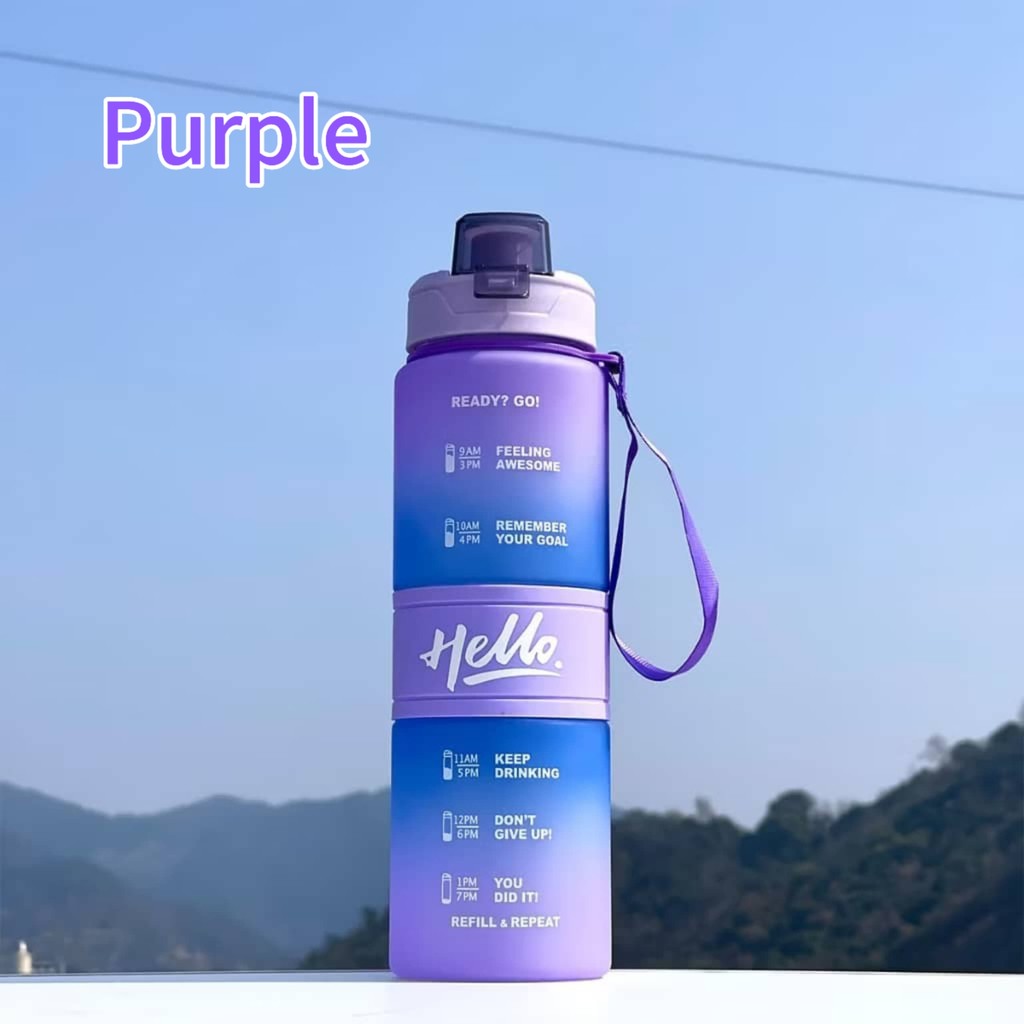 1000ML Air Botol Gred Makanan Berkapasiti Besar Warna Kecerunan Plastik ...
