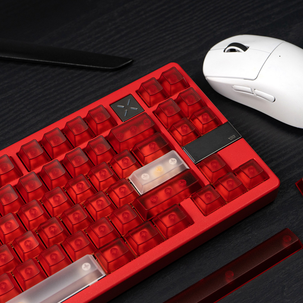 Foggy Transparent Keycaps White / Red Blanks Cherry Profile 151 Keycap ...