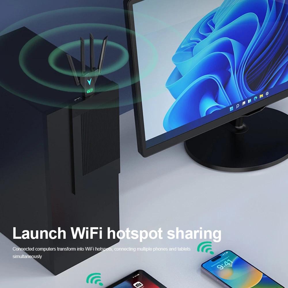 (Local stock) 1300Mbps USB WiFi Adapter Dual Band 2.4G 5GHz Wireless ...