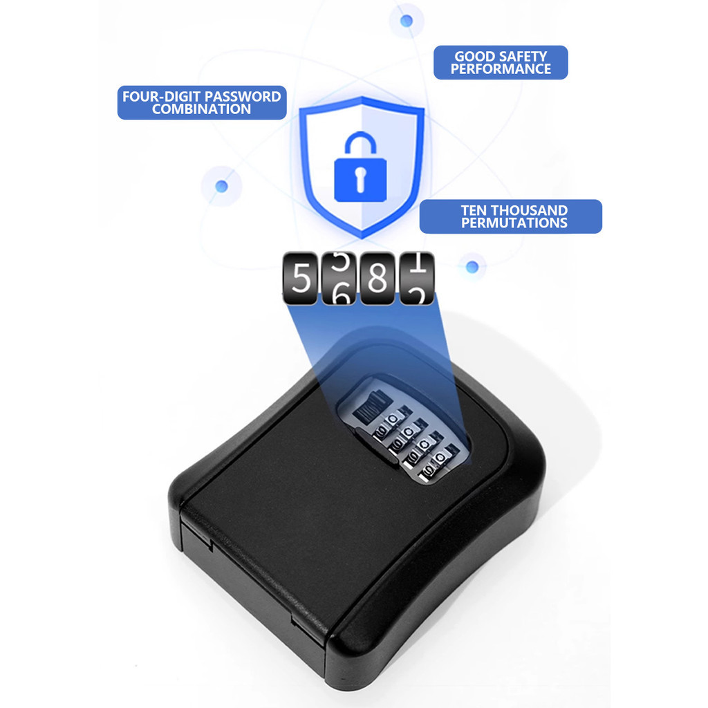 Numbering Lock Key Safe Box Wall-Mount Key Storage Locker 4 Digits ...