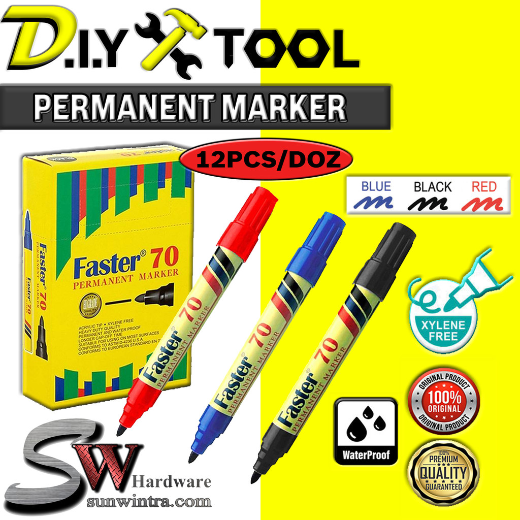 12pcs / Box Faster 70 Permanent Marker Pen / Pen Penanda/MAKER PEN ...
