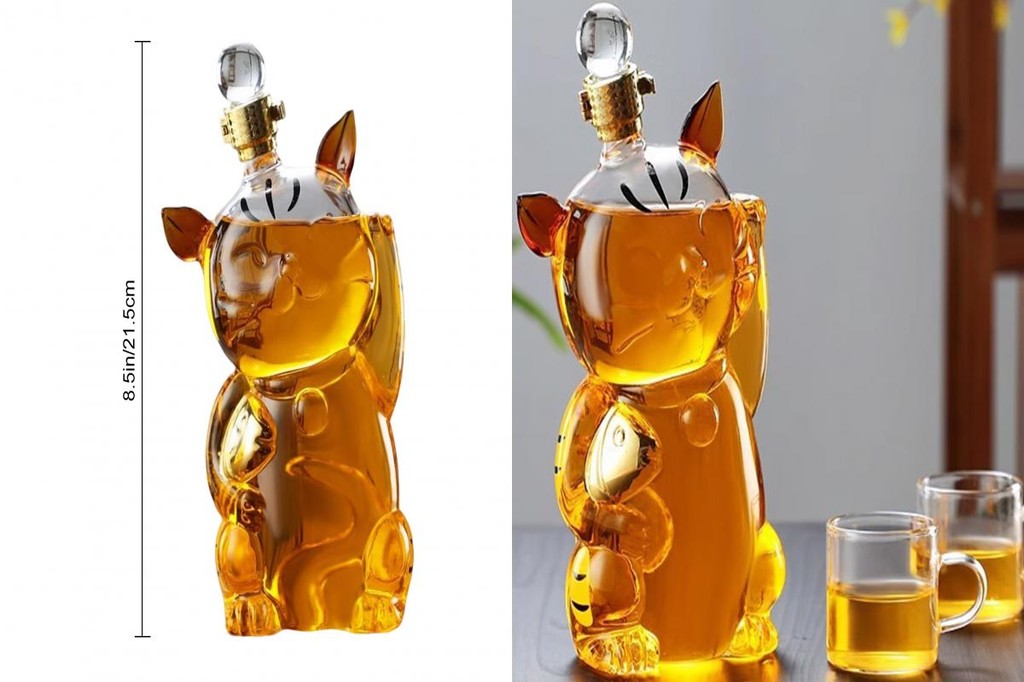 [AM] Modern Beverage Decanter 1000ml Whiskey Cat Bottle Decanter Unique ...