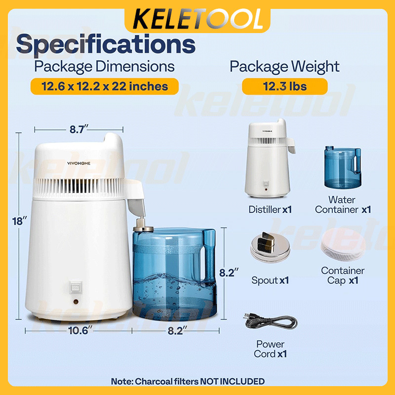 4L water distiller with plastic bucket distilled water maker 750W ...