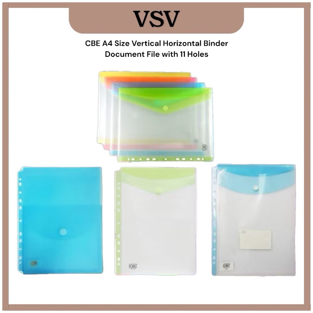 CBE A4 Size Vertical Horizontal Binder Document File with 11 Holes ...
