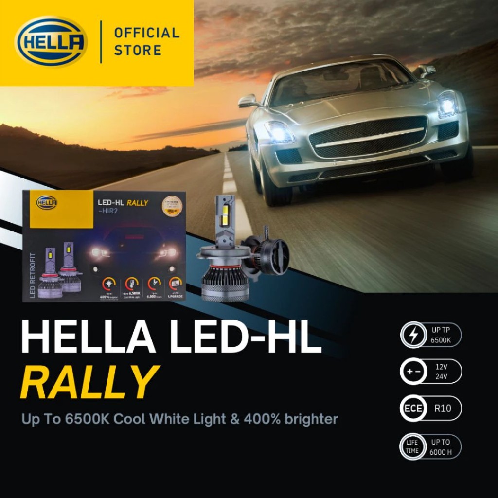 HELLA Retrofit LED-HL RALLY 12V/24V 6500K 65W Headlight Bulb Set ...