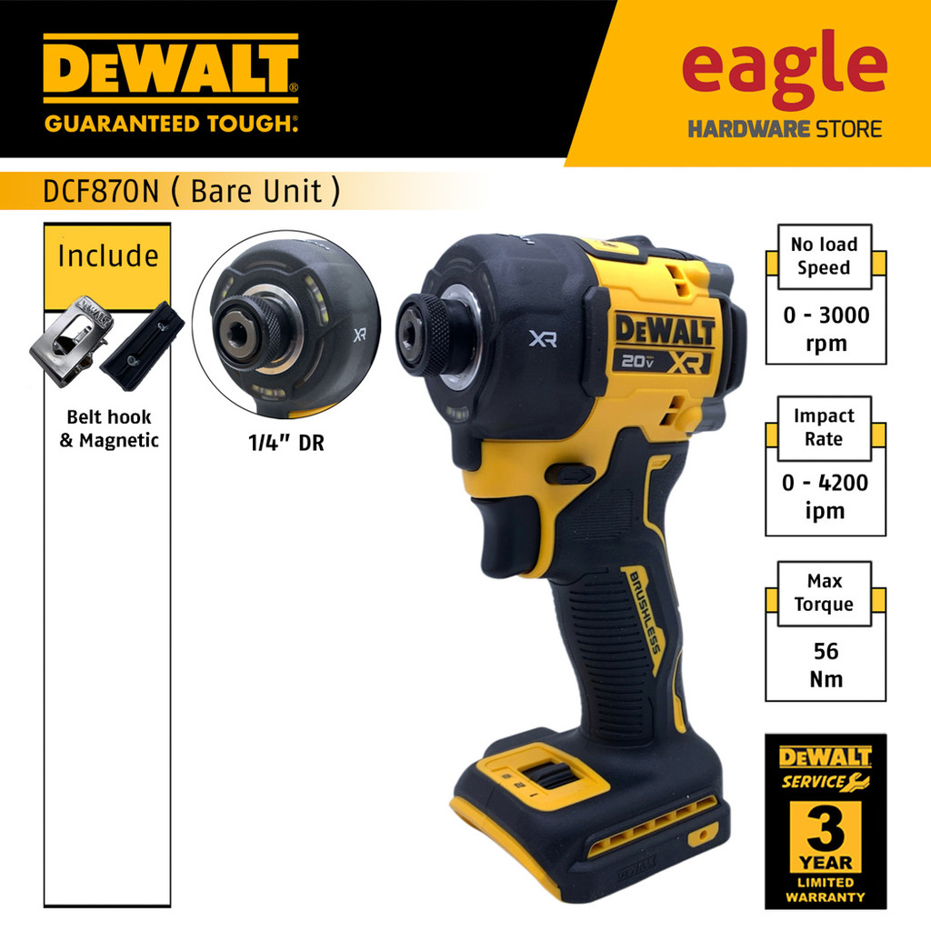 Dewalt DCF870N-B1 1/4" ( 6.35mm ) 18/20V Brushless Cordless Hydraulic ...