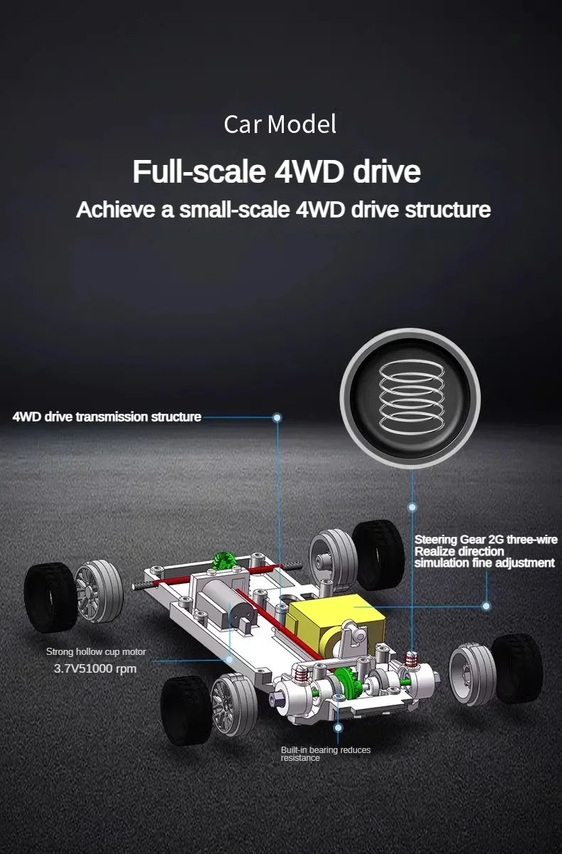 RC Drift Car Upgraded Gyro 1/43 RC Mini Racing Car 4WD High Speed 2.4g ...