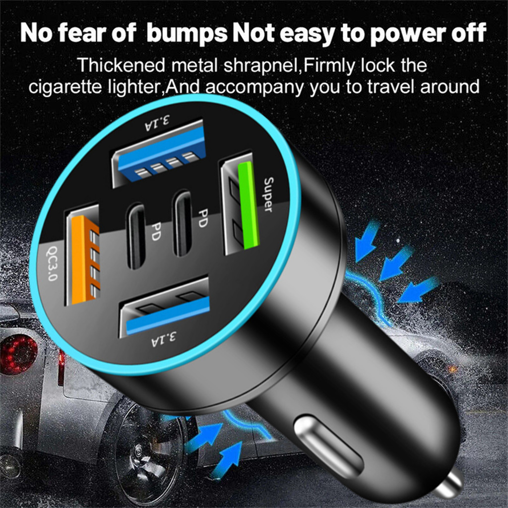 Modern 2PD 4USB Fast Charging Car Charger - Efficient Charging 66W ...