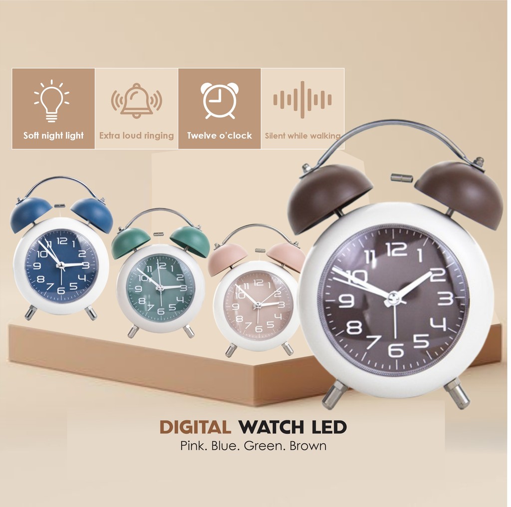 BSU Classic Retro Alarm Clock Twin Bell Mini Loud Analogue Bedside ...