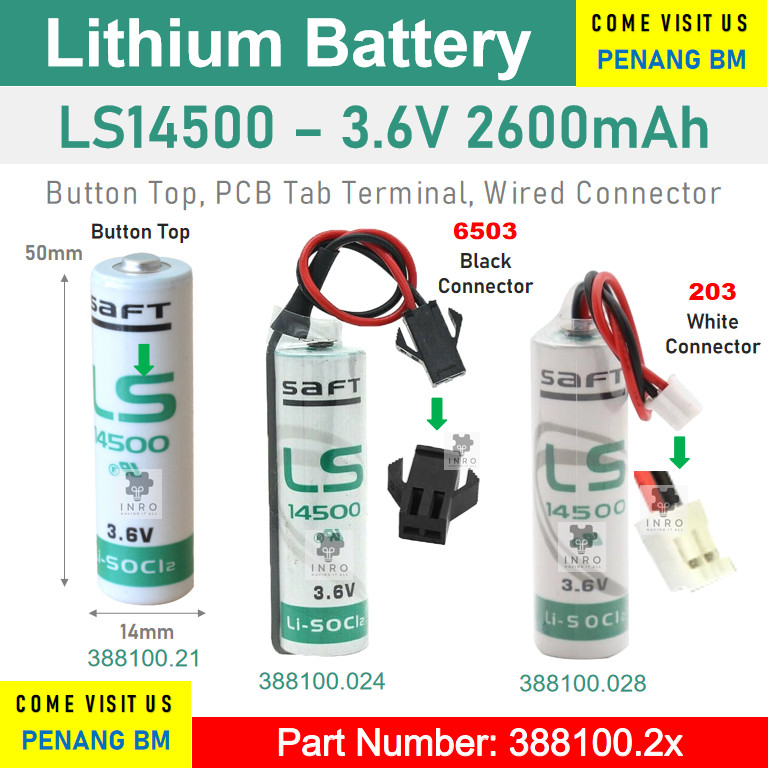 Saft LS 14500 AA 3.6V PLC Industrial ER14500 CNC Lithium Battery LS14500 | Shopee Malaysia