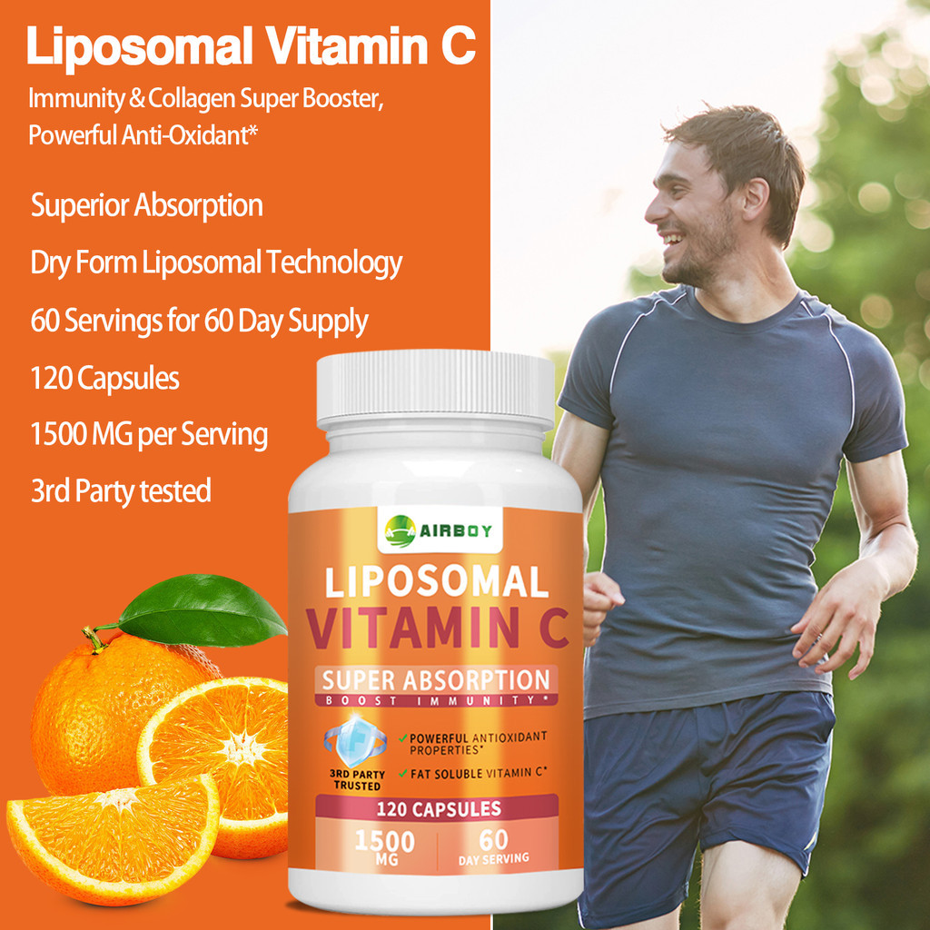 Liposomal Vitamin C 1500 mg - 30/60/120 Vegetarian Capsules - Supports ...