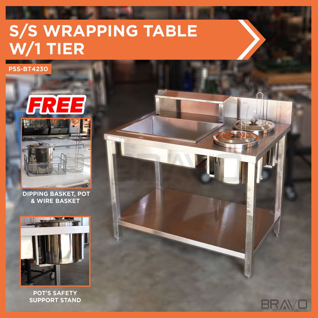 BRAVO Stainless Steel Wrapping Table With 1 Tier Undershelf Meja Salut ...