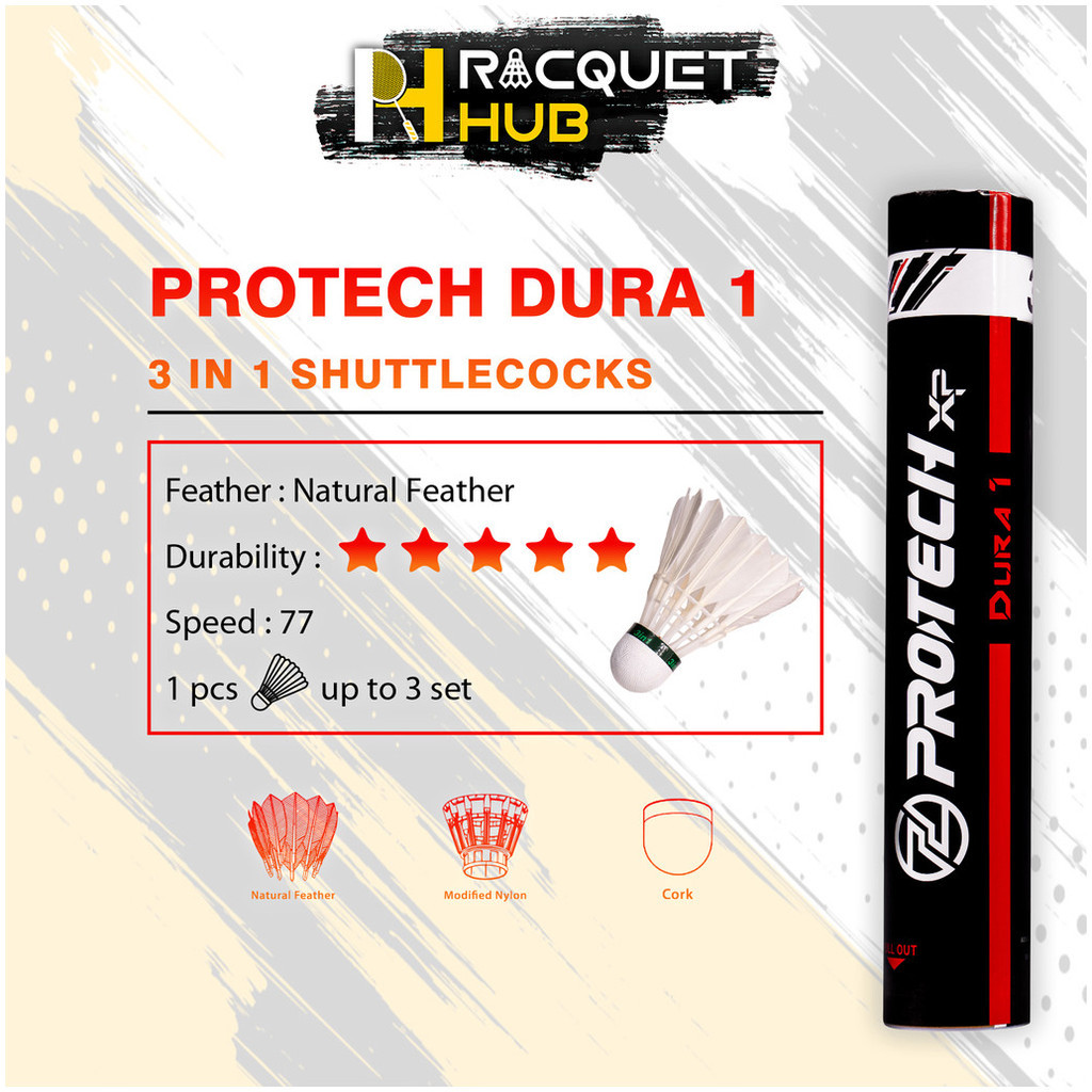 PROTECH 3 IN 1 HYBRID SHUTTLECOCK - DURA 1 (SPEED 77)(Super Durable ...