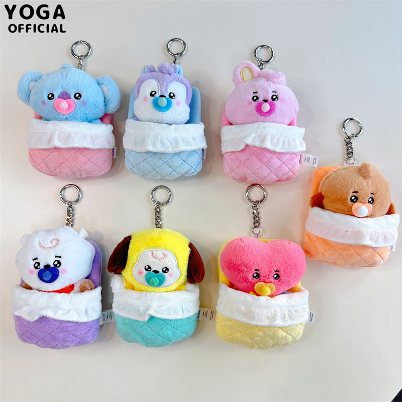BTS BT21 Baby Sleeping Bag Series Plush Doll Cooky Koya RJ Mini Plush Keychains Bag Pendant Kids ...
