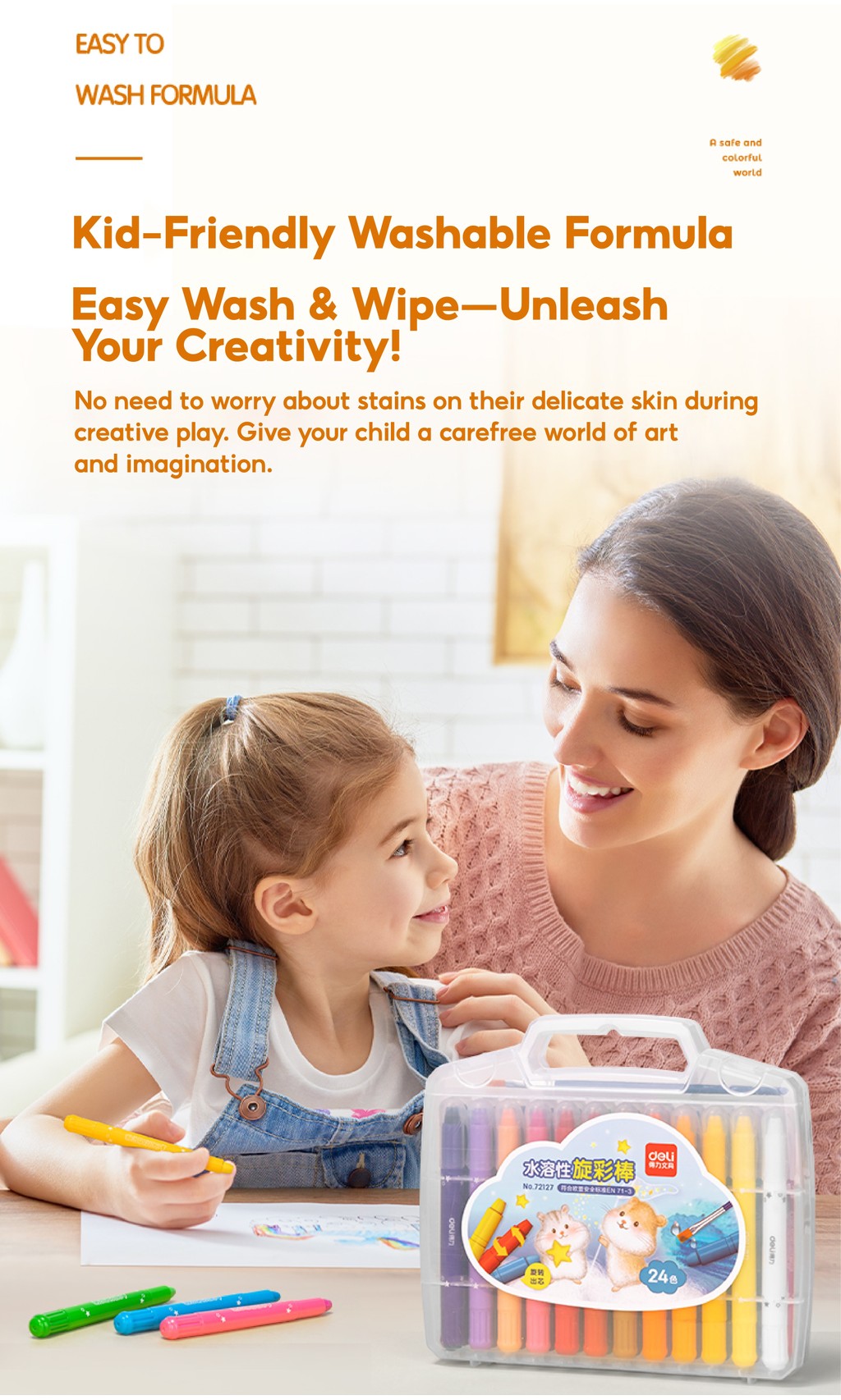 Deli Twist Crayon Pen Non Dirty Non Toxic Washable Painting Colouring ...