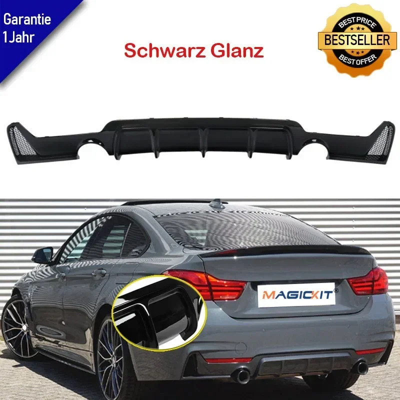 MagicKit GLOSS BLACK M PERFORMANCE REAR DIFFUSER FOR BMW 4 SERIES F32 ...