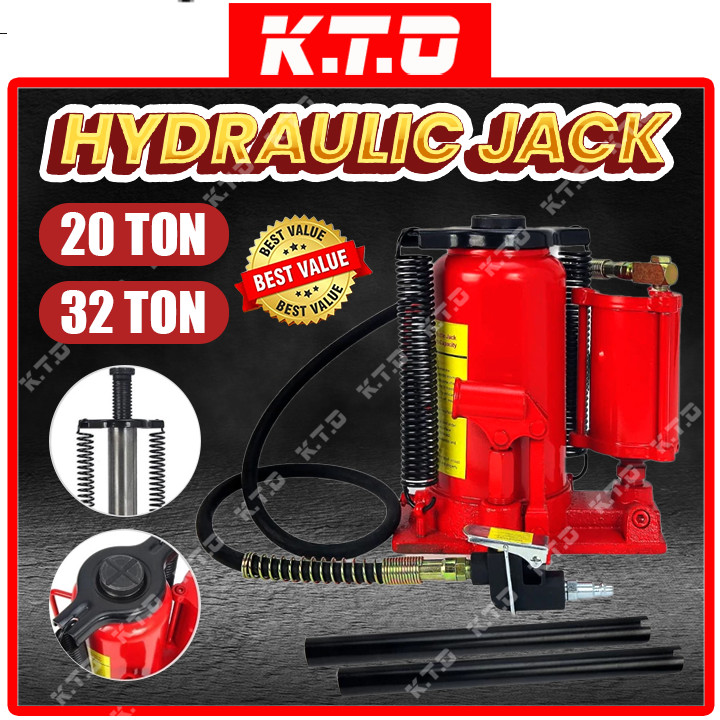 20 / 32 Ton Heavy Duty Air Hydraulic Bottle Jack With Hand Pump Lifting ...