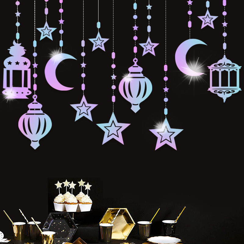 【Ready stock】Happy Ramadan Decorations Hari Raya Iridescent Garland ...