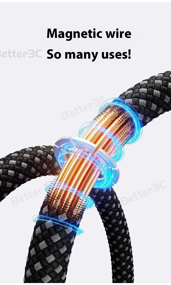 Magnetic Suction Anti Bending Dual Type C Data Cable 100W Super fast ...