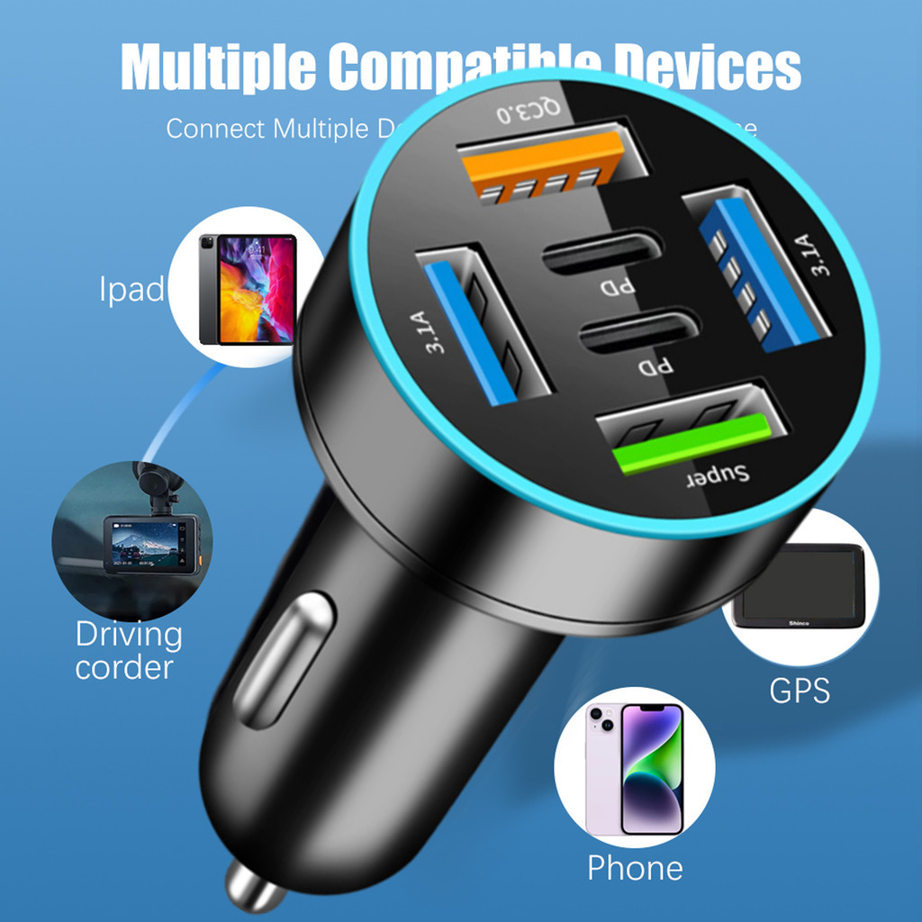 Modern 2PD 4USB Fast Charging Car Charger - Efficient Charging 66W ...