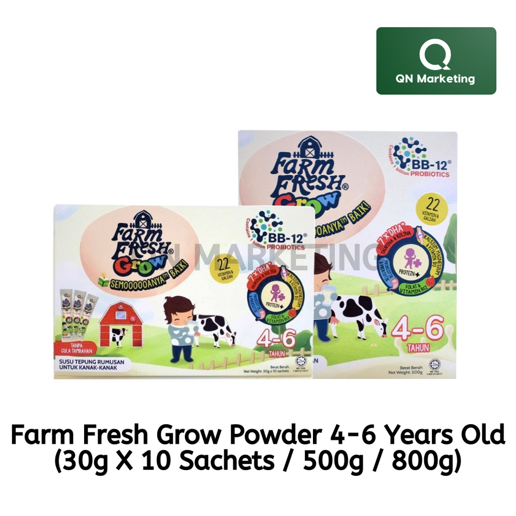 Farm Fresh Grow Powder 4-6 Years Old (30g x 10 Sachets / 500g / 800g ...