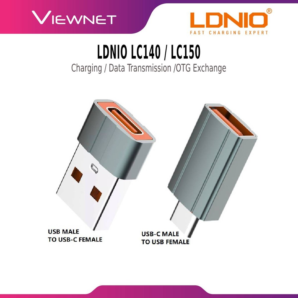LDNIO LC140 / LC150 FAST TRANSMISSION TYPE-C TO USB A ADAPTER CONVERTER ...