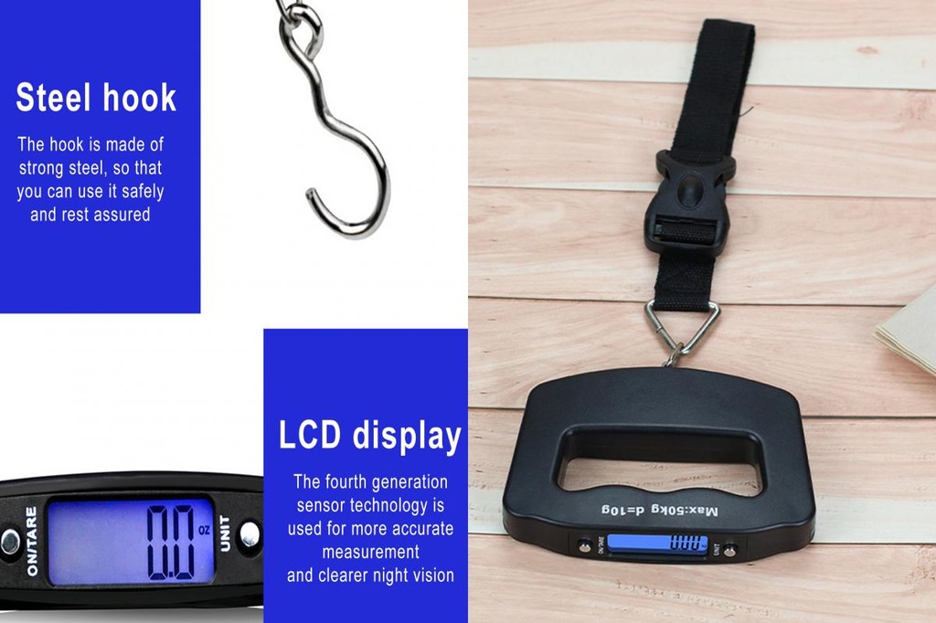 110 Lbs/50 Kg Digital Scale Electronic Luggage Scale Portable ...