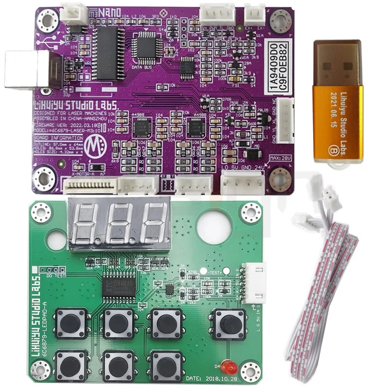 LIHUIYU Nano M2 CO2 Laser Main Board + Dongle B + Control Panel Board ...