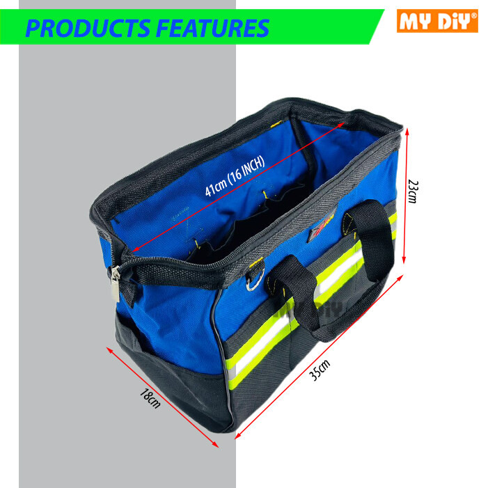 16 POCKET 16" HEAVY DUTY TOOLS BAG WITH SAFETY REFLECTIVE STRIPE 16 ...