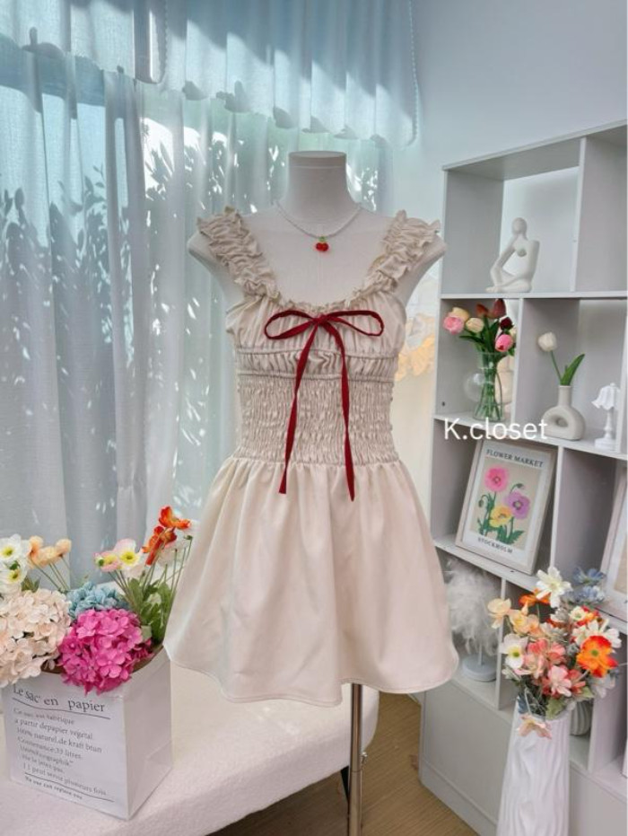 Mini Dress With Smocked Around The Body Very Cute-Clothing-Women ...