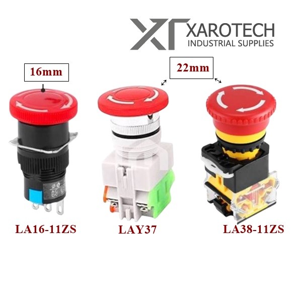 LAY37 LAY7 LA38-11ZS 22mm / LA16-11ZS 16mm Mushroom Head Push Button RED Emergency E-Stop Switch ...