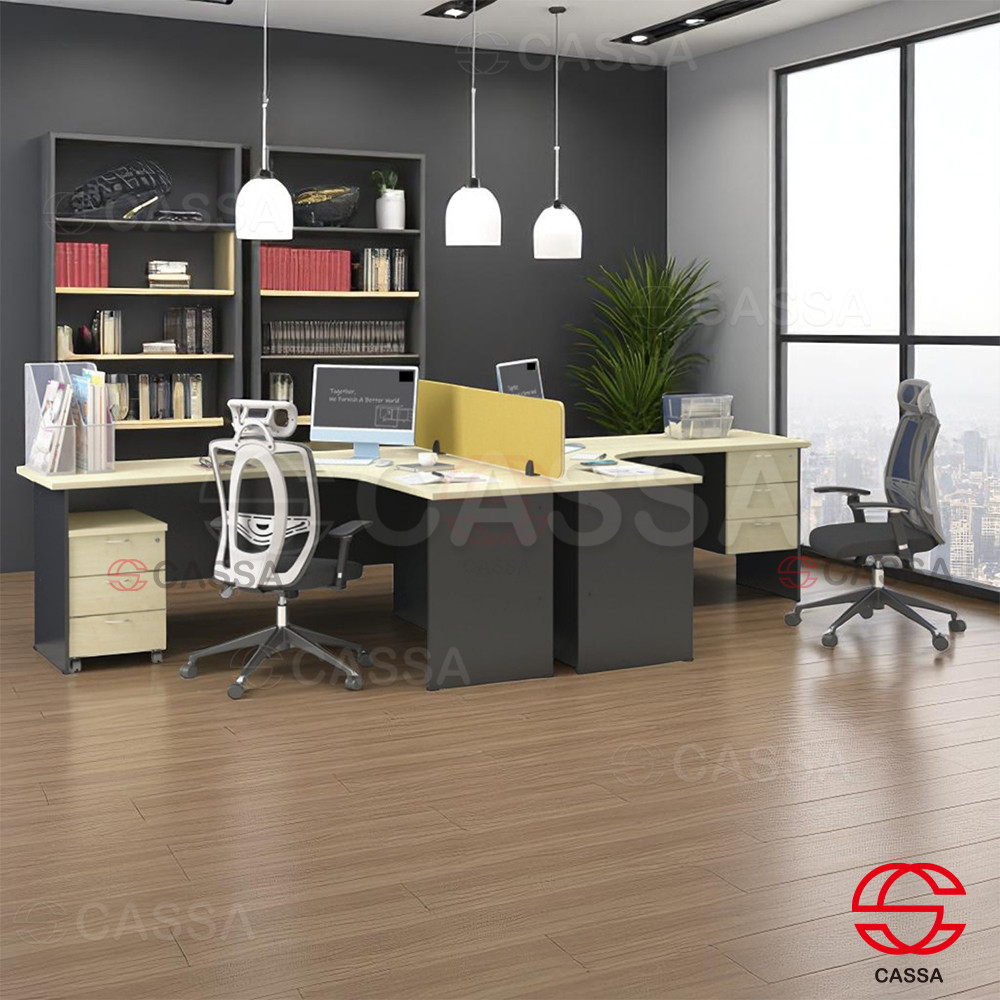 Cassa L Shape Office Table 5ft/6ft Melamine 25mm Thick Table Top Heavy ...