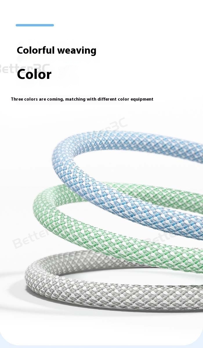3 in 1 Coloful High-density weaving Data Line 66W Super Fast Charging ...