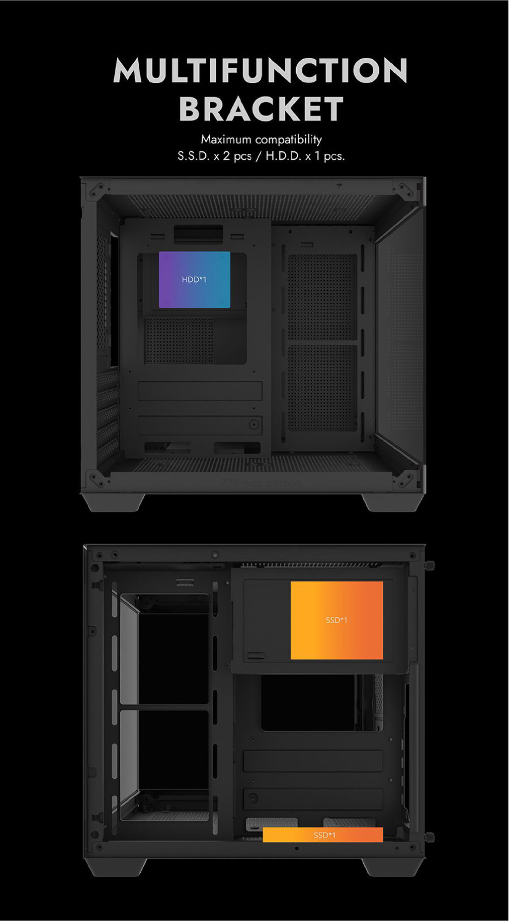 DARKFLASH C275P DUAL CHAMBER MATX PC CASE - BLACK | Shopee Malaysia