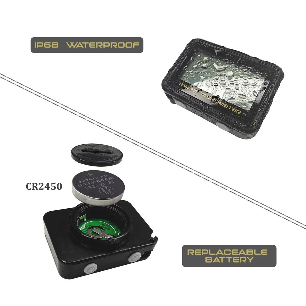 Multifunction Motorcycle Tachometer Green Backlight RPM Clock Digital ...