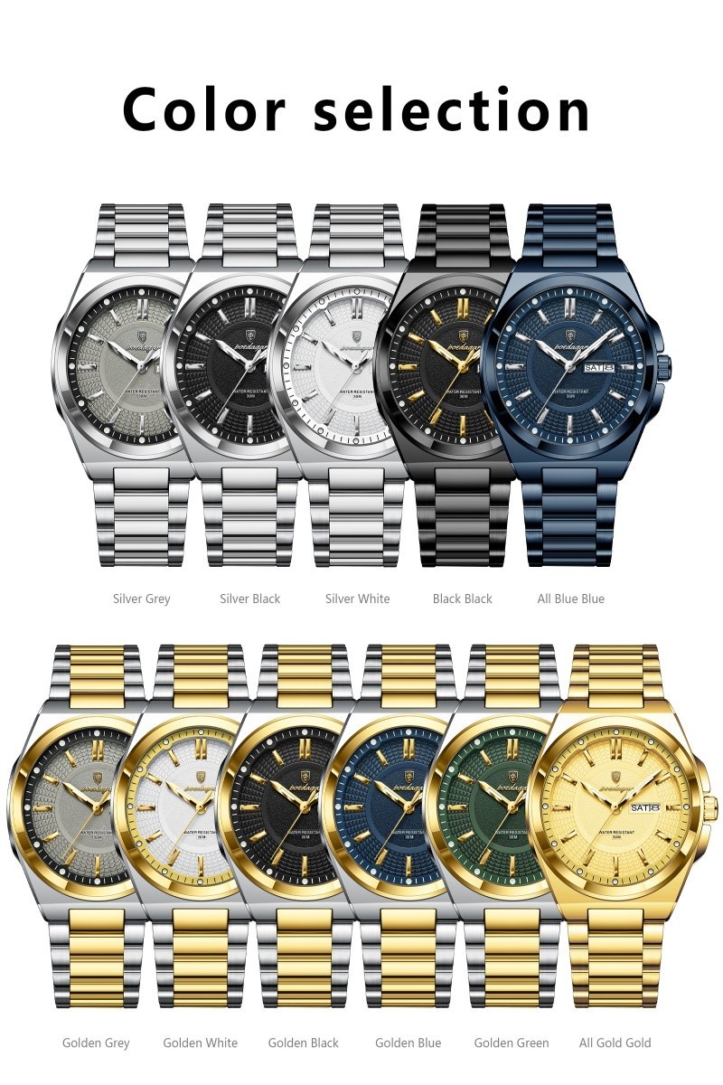 Poedagar watch, top-notch fashionable luminous date stainless steel ...