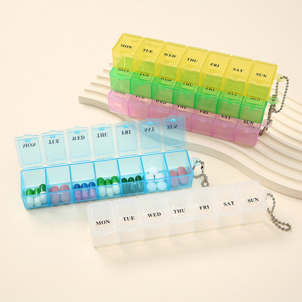 SS 7 Days Daily Pill Box Portable Medicine Pill Box Compact Organizer ...