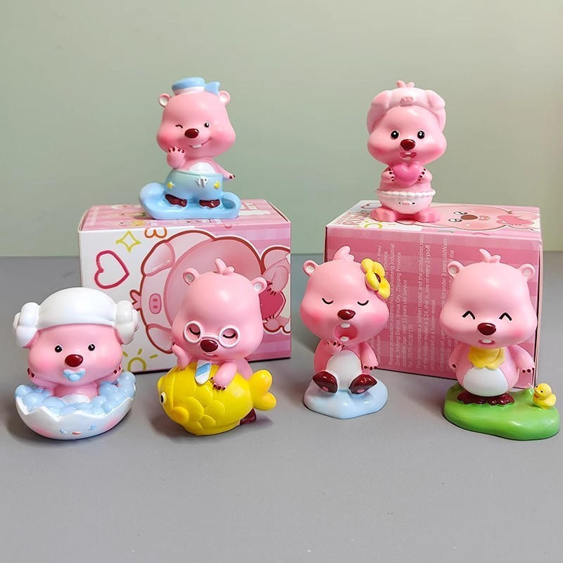 Pink loopy beaver cute doll blind box set cartoon girly heart figure ...