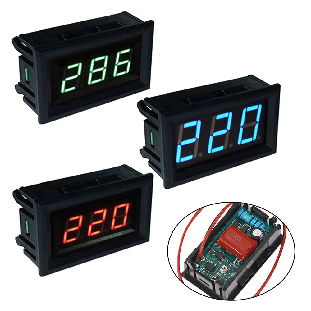 【In stock】LED digital 2-line AC voltage table red blue greenAC220V 70V ...