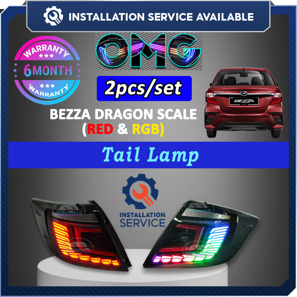 [Installation Provided]PERODUA BEZZA LED TAIL LAMP (DRAGON SCALE)(RED ...