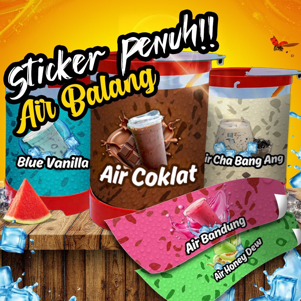 Sticker Air Balang Penuh Pelbagai Jenis(KELILING BALANG) Tampal Penuh ...