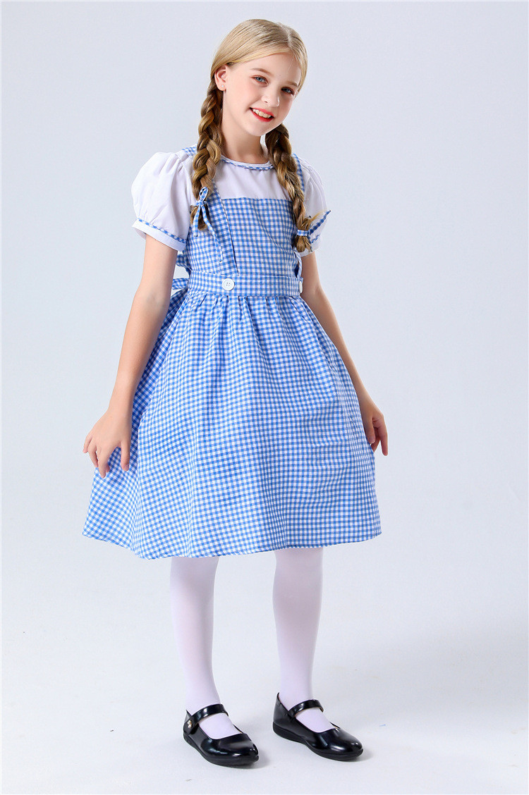 Movie The Wizard Of Oz Dorothy Costume for Kids Girl Blue Gingham Maid ...