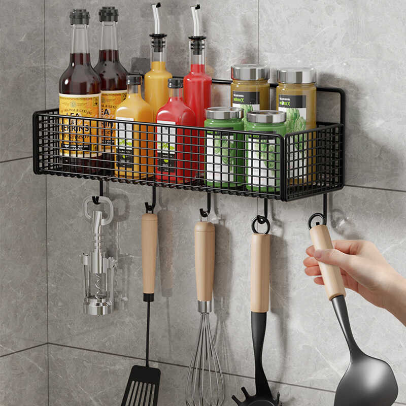 Kitchen Wall Rack Large Iron Rack Kitchen Perforation-Free Onion Ginger ...