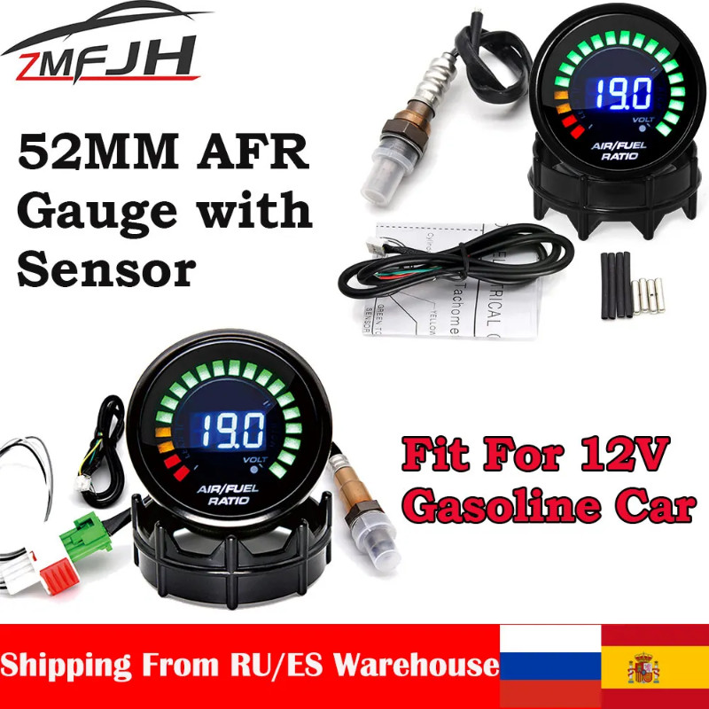 AD 52mm Air Fuel Ratio Gauge Voltmeter AFR Meter 2 In 1 Gauge with ...