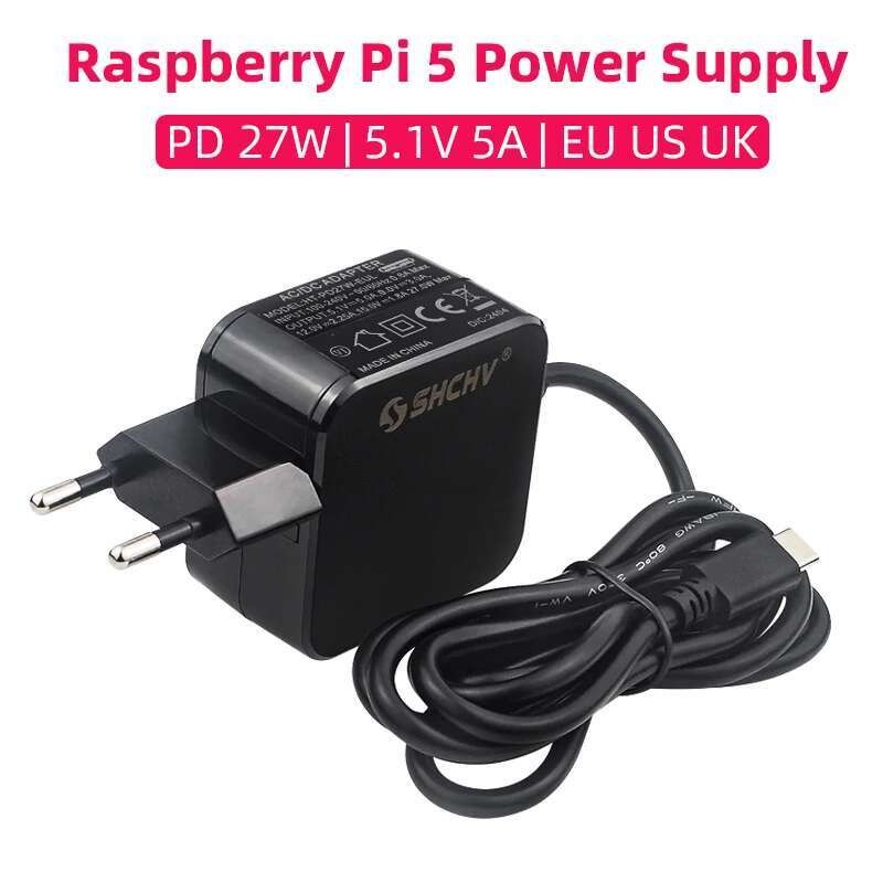 VN PD 27W Raspberry Pi 5 Power Supply 5.1V 5A USB Type-C Port Power ...