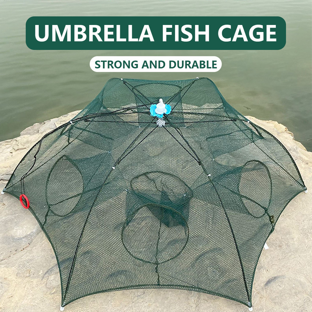 6 Holes Fold Cast Net Cage BuBu Payung Jala Jaring ikan udang Nylon ...