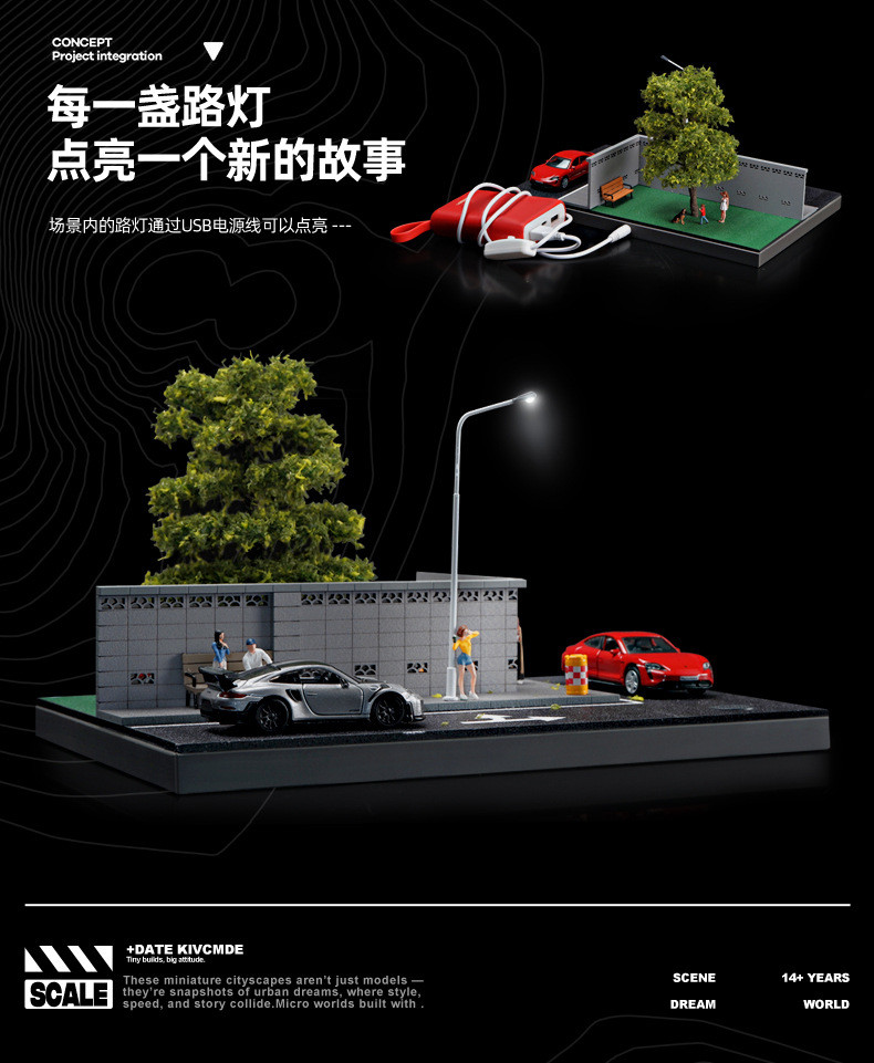 Scene Model 1/64 STREET CORNER SCENE WITH PEROMETER WALL Building ...